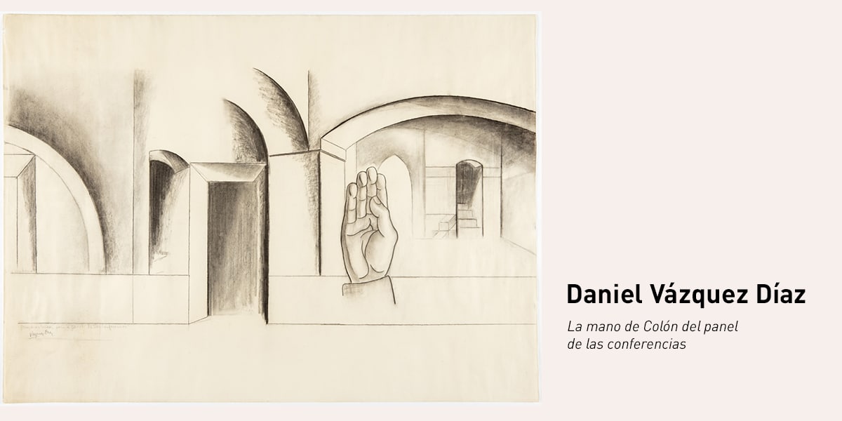 "La mano de Colón del panel de las conferencias" by Daniel Vázquez Díaz