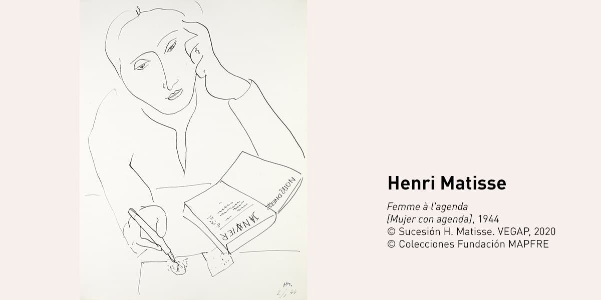 Dibujo Femme à l'agenda de Henri Matisse - Fundación MAPFRE